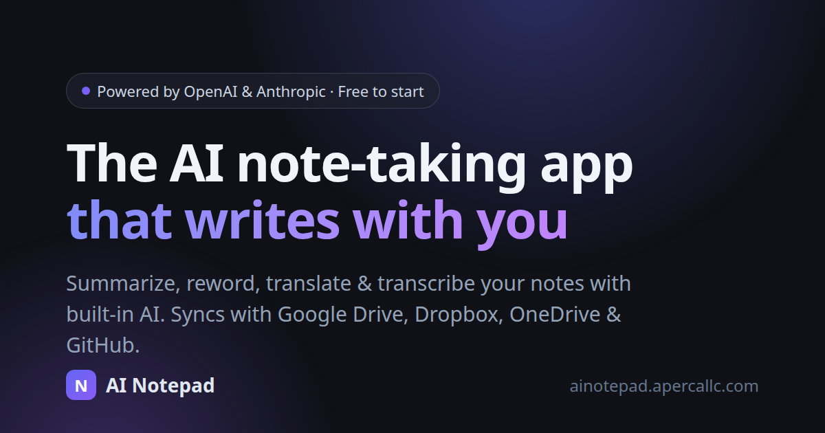 AI Notepad — AI-Powered Note-Taking App | Aperca LLC